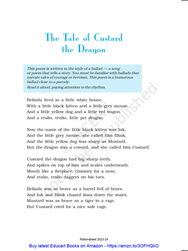 Poem 9. Tale of Custard Dragon | PDF | Poetry | Poetics