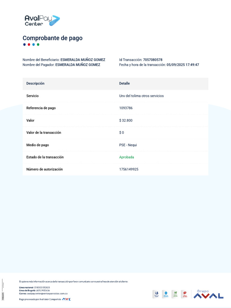 Recibo de Pago Yaira Paola Bejarano | PDF