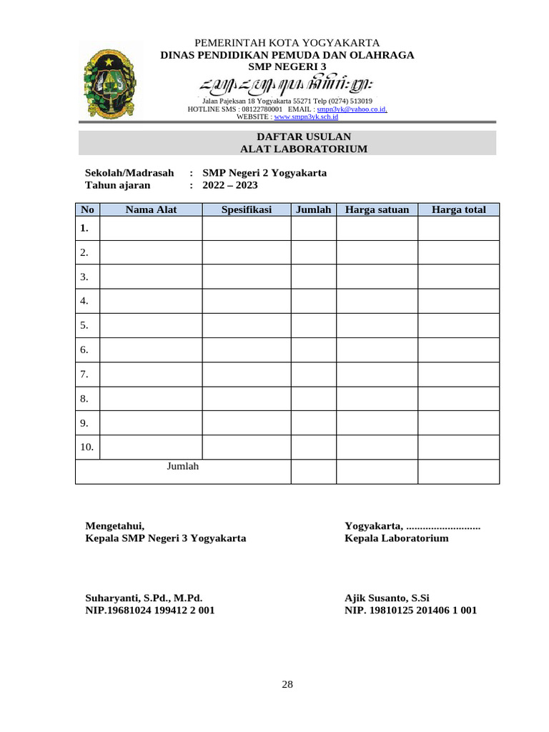 Form Daftar Usulan Alat Dan Bahan | PDF