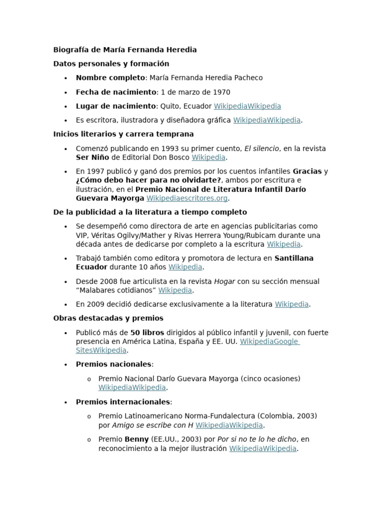 Biografía de María Fernanda Heredia | PDF