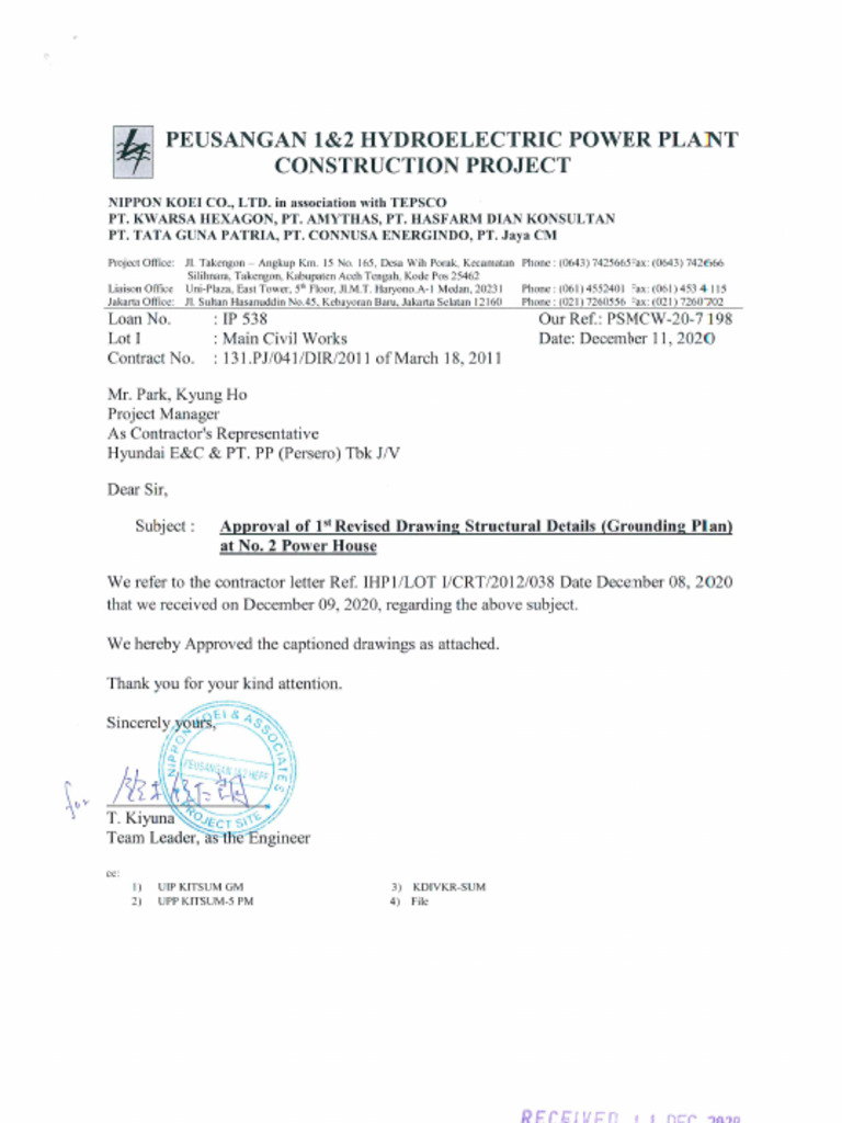 PSMCW-20-7198 Approval of 1st Revised Drawing Structural Details ...