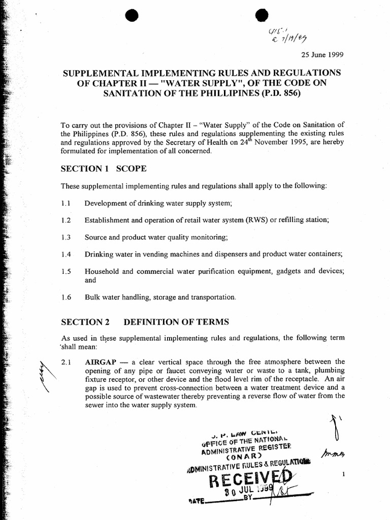 PD 856 Chapter 2 - Water Supply | PDF | Ion Exchange | Drinking Water