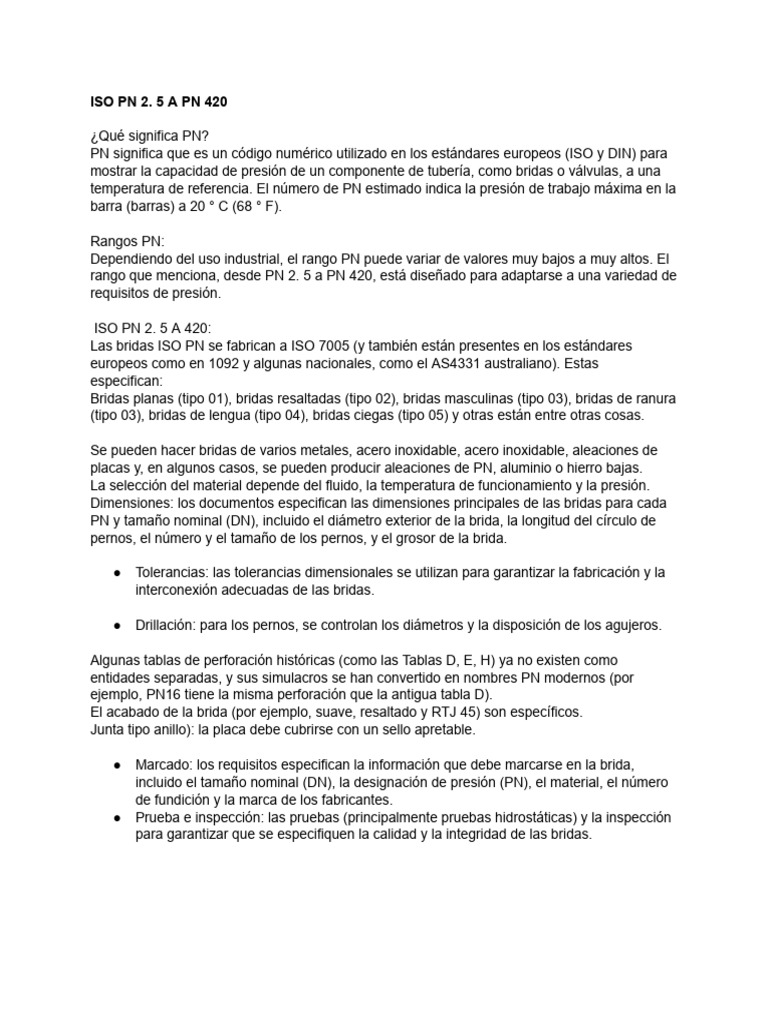 Normas ISO y ASME para Bridas PN | PDF