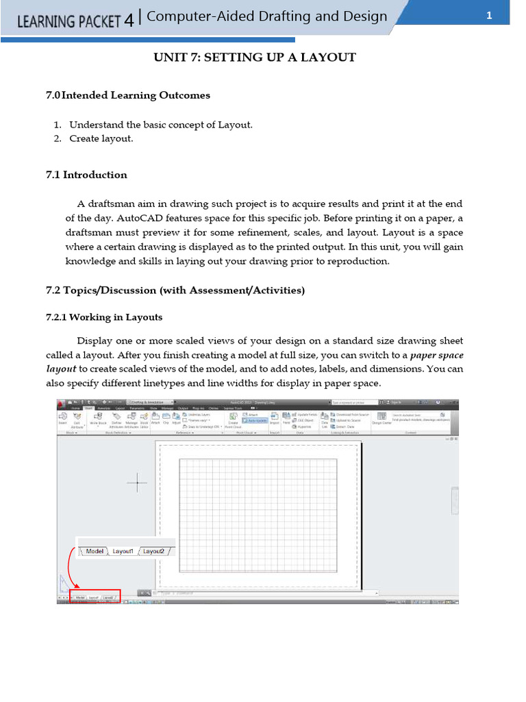 LP4 DRAW4 Unit 7 Setting Up A Layout | PDF | Technical Drawing | Page ...