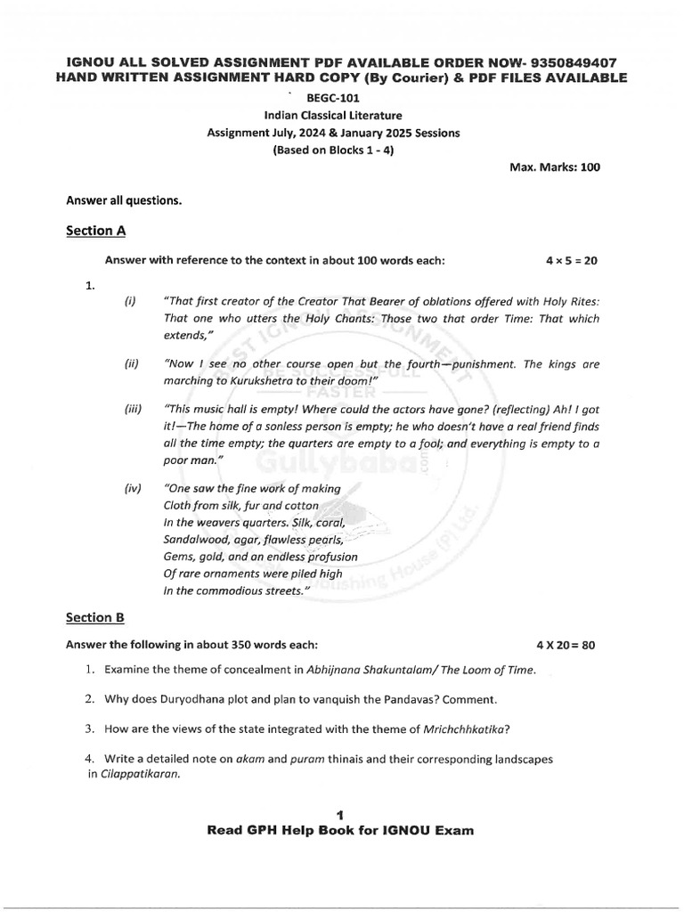 BEGC 101 English July 2024 January 2025 | PDF