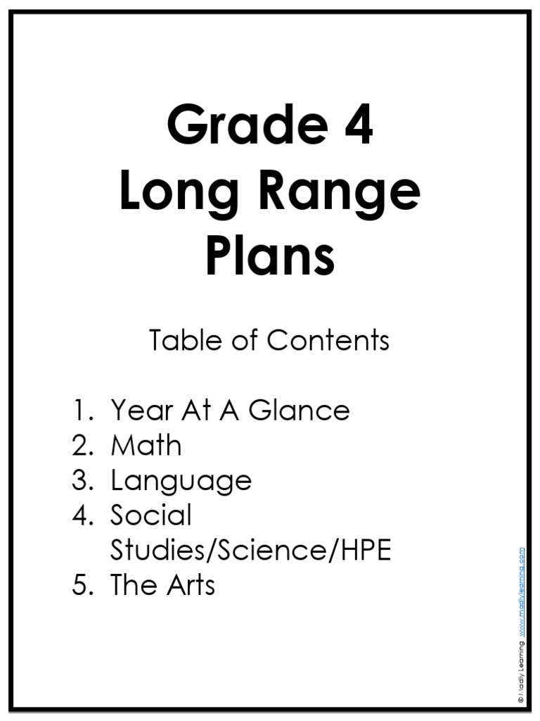 Grade 4 Long Range Plans Overview | PDF | Part Of Speech | Adjective