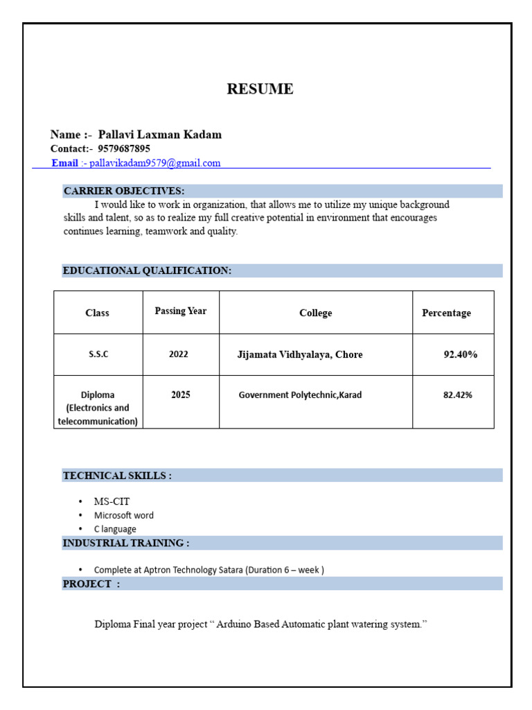 Pallavi Resume | PDF