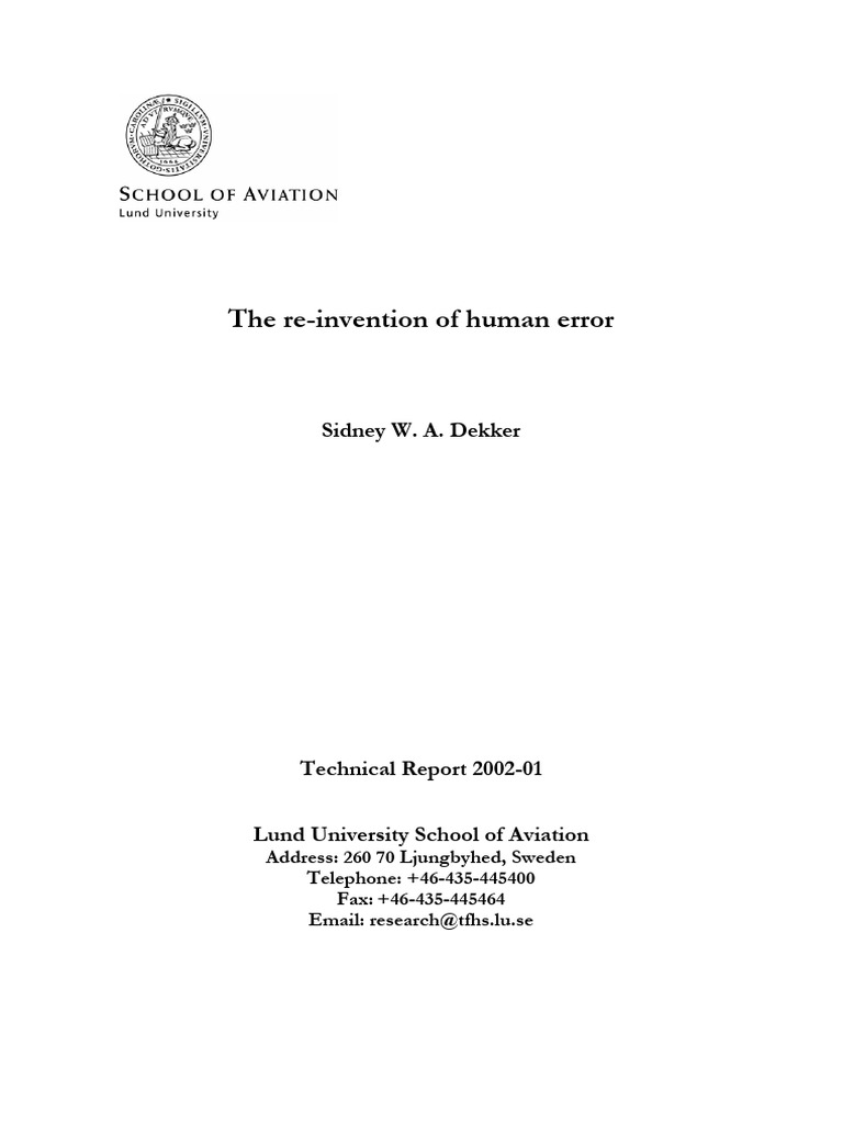 Human Error in Aerospace Safety Analysis | PDF | Rationality | Cockpit