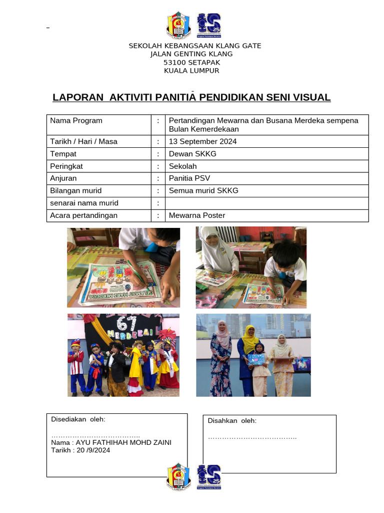 Laporan Aktiviti Panitia Pendidikan Seni Visual | PDF