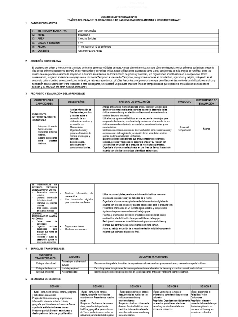 .CIENCIAS SOCIALES 1 unidad de aprendizaje 01-jmr-2025 | PDF | Mesoamérica | Aprendizaje