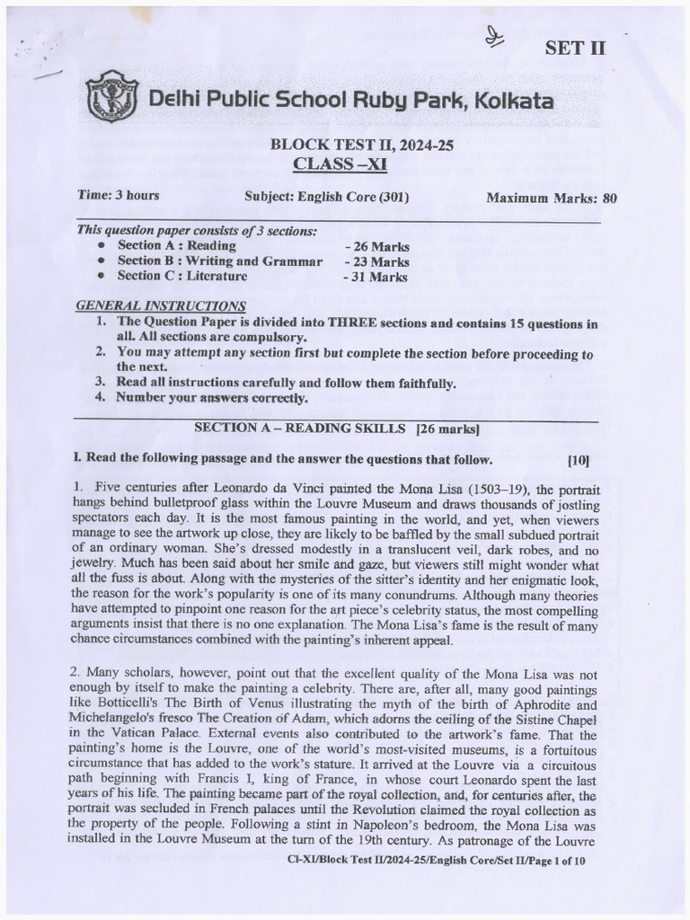 CL_11_BT2_ENGLISH_CORE__2024-25 | PDF