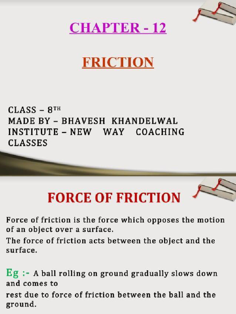Friction Chapter | PDF