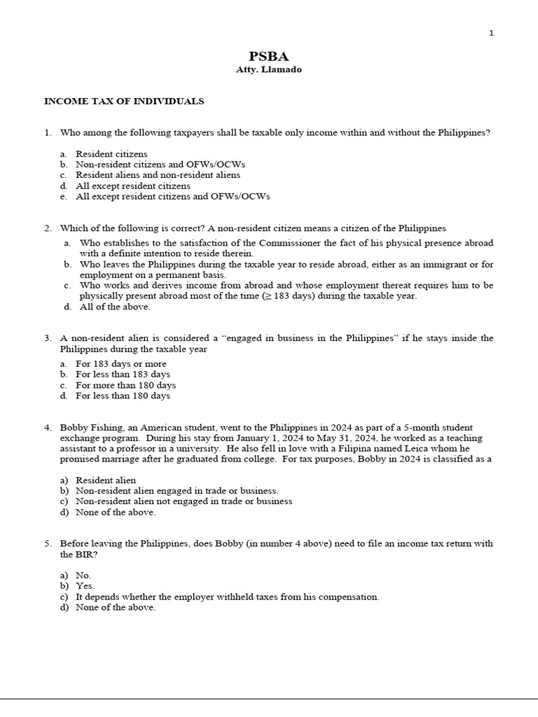 Questionnaire On Individual Income | PDF | Dividend | Taxes