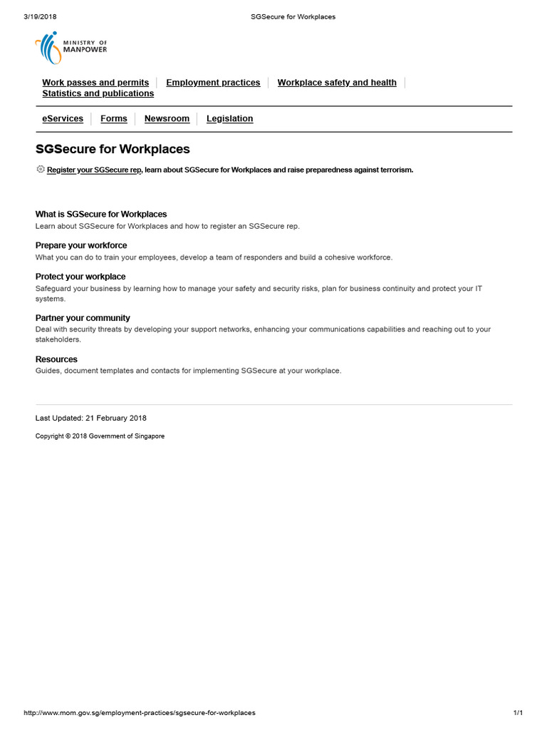 SGSecure For Workplaces | PDF
