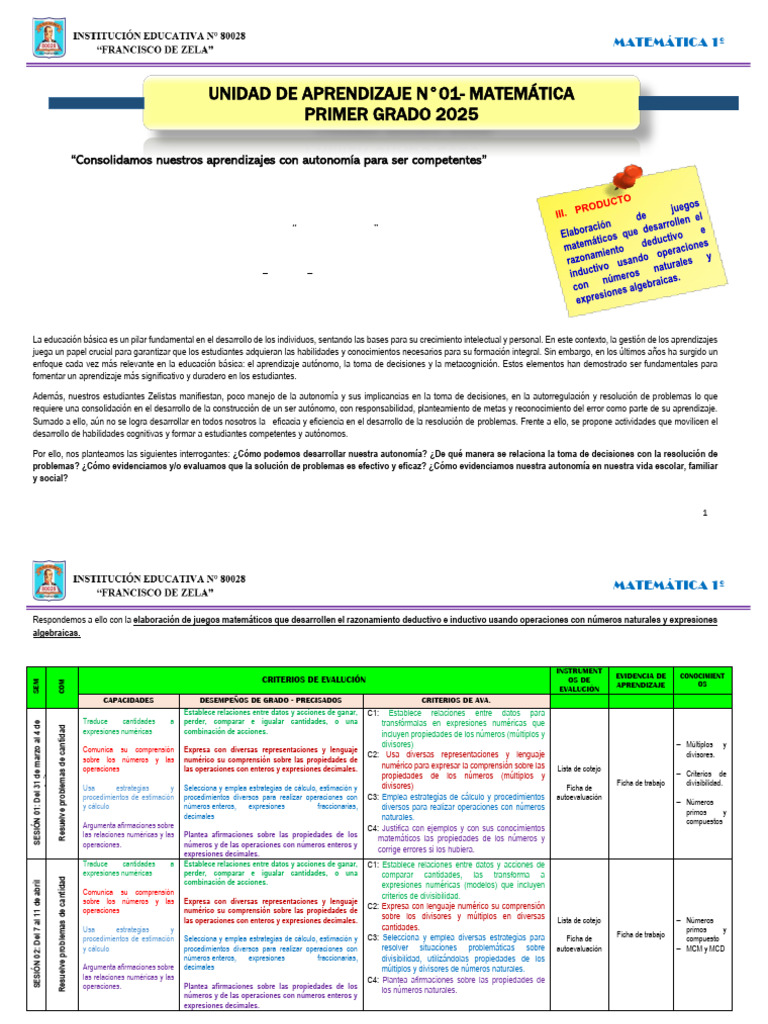 Unidad 1 - Matematica 1º | PDF | Aprendizaje | Geometría