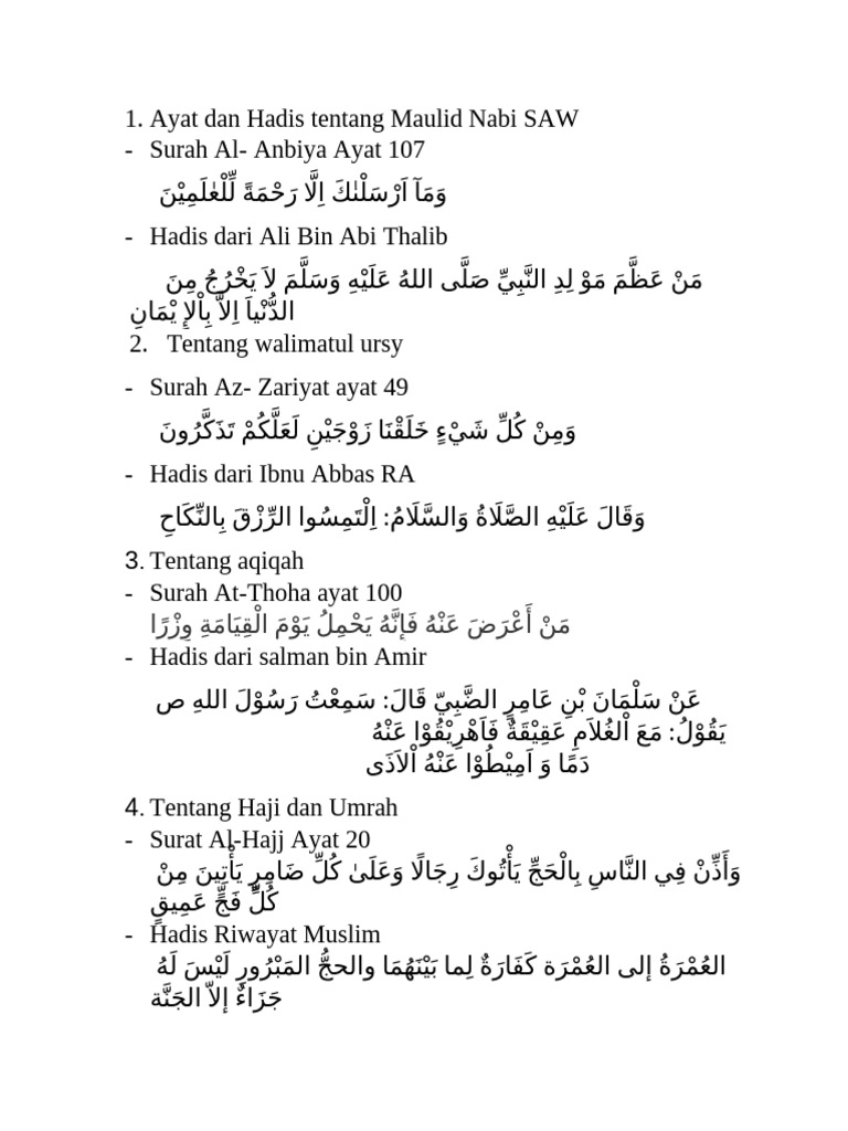 Ayat Dan Hadis Tentang Maulid Nabi SAW-1 | PDF