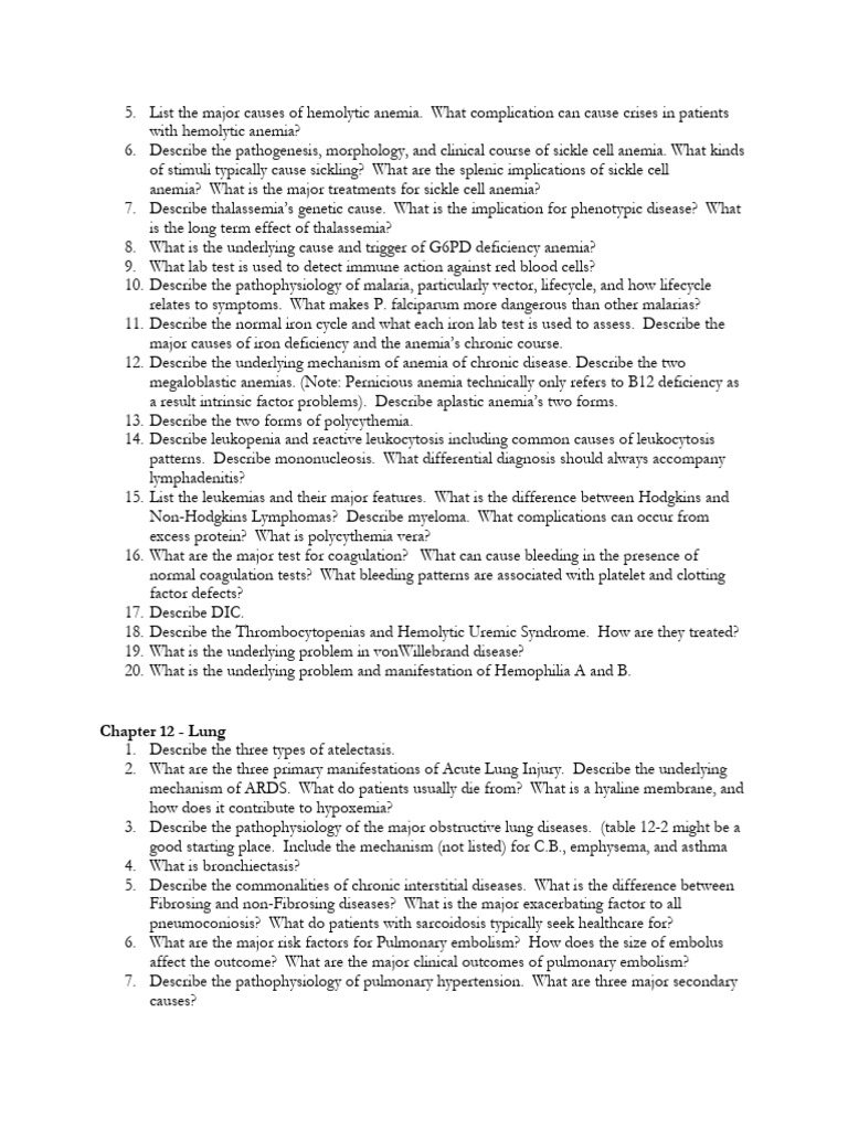 Patho Review Questions 5 | PDF | Anemia | Respiratory Diseases