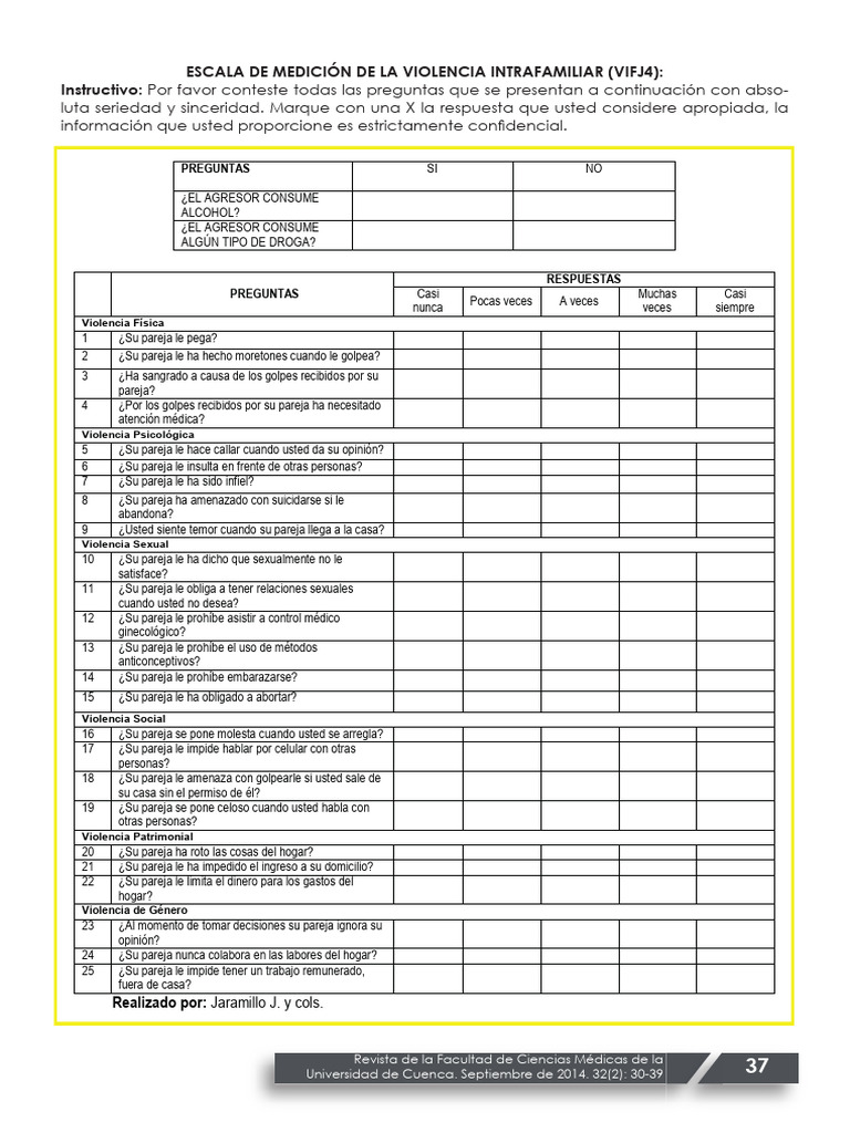 Prueba Escala de Violencia Intrafamiliar Vif j4 | PDF | Violencia doméstica | Violencia