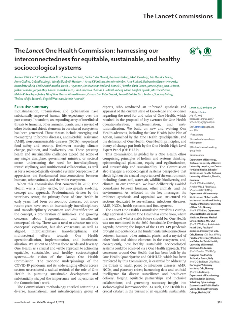The em Lancet em One Health Commission Harness | PDF | Ecosystem | Ecology