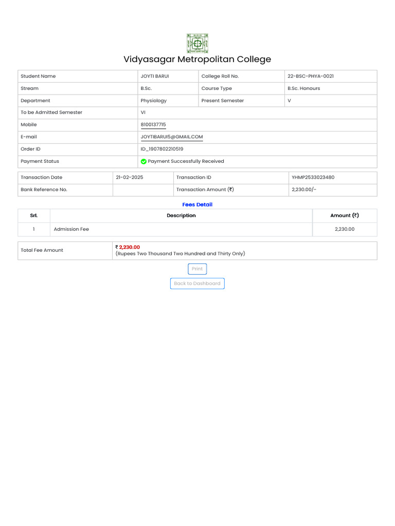 Fee Receipt 1 | PDF