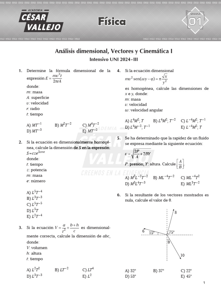 Fi Inu Dir Sem01 | PDF | Velocidad | Vector Euclidiano