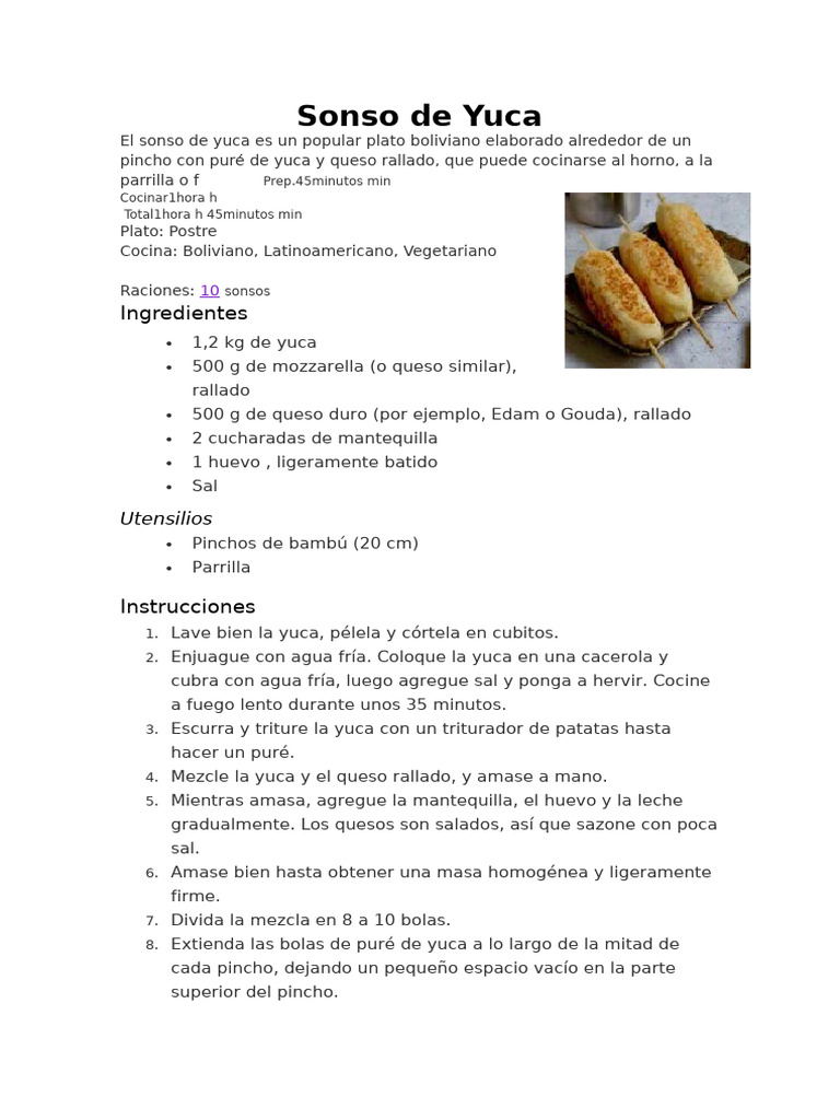 Cómo hacer sonso de yuca boliviano | PDF | Queso | Cocinando