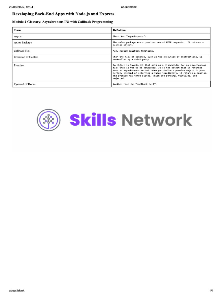 Glossary Asynchronous IO With Callback Programming | PDF