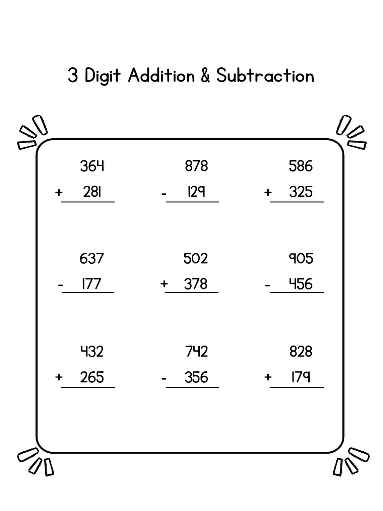 3 Digit Mixed Addition and Subtraction Worksheet Basic | PDF