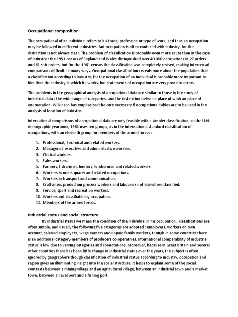 Occupational Composition | PDF | Census | Society