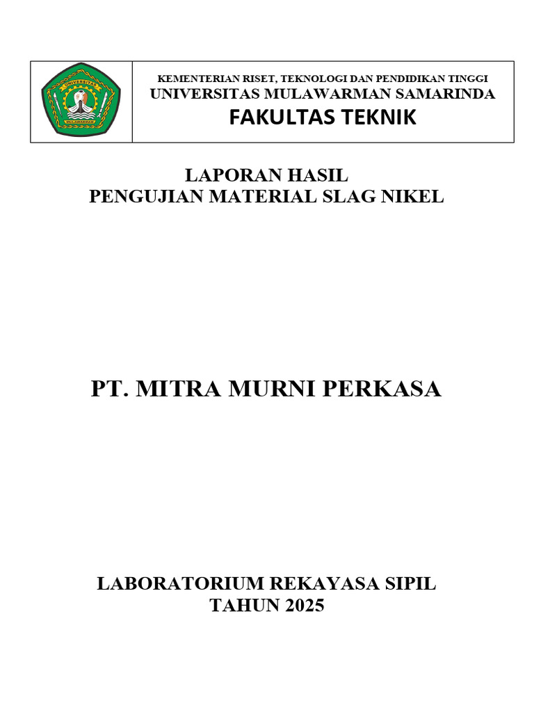 Pengujian Material Slag Nikel 2025 | PDF