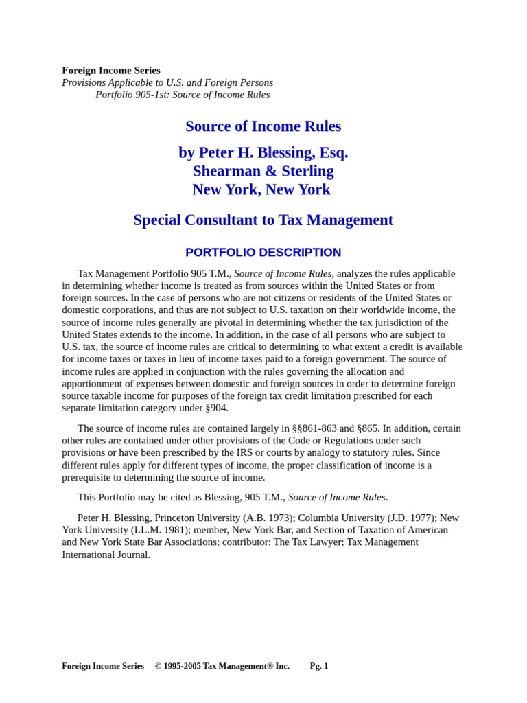 U.S. Source of Income Tax Rules Explained | PDF | Taxes | Territorial ...