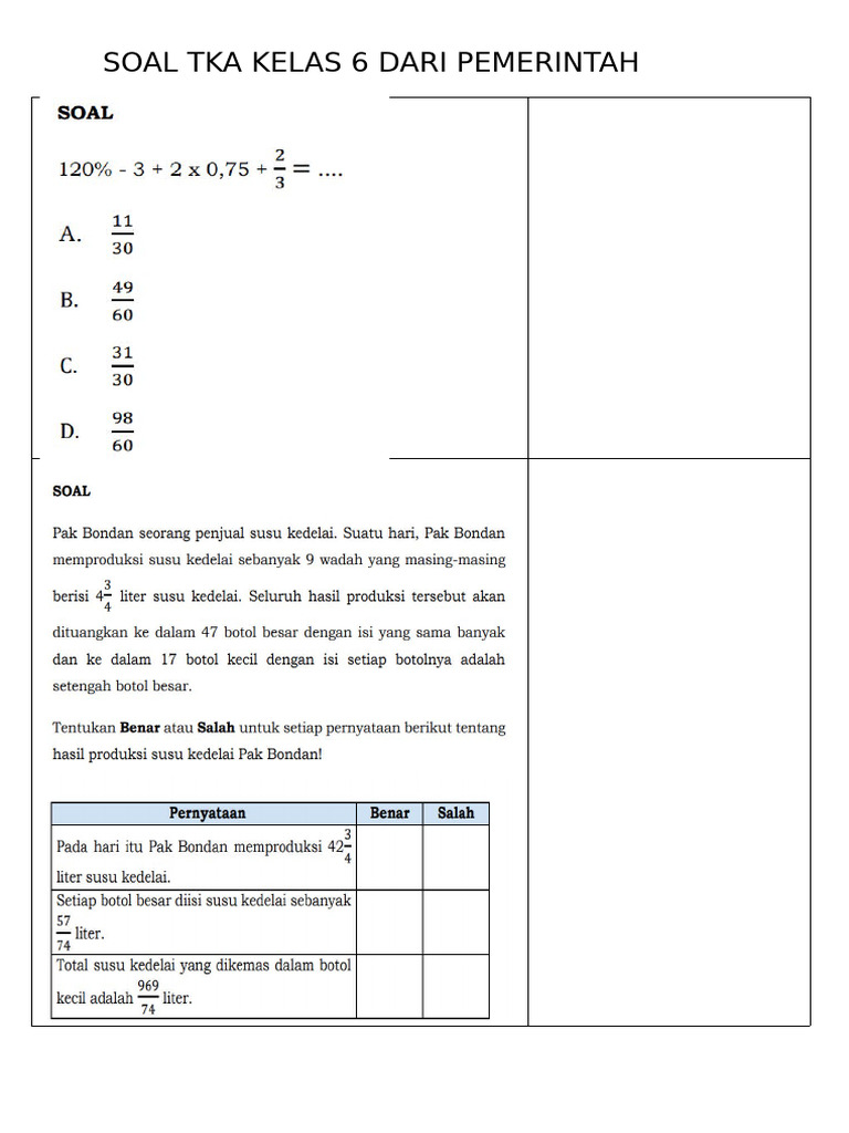 Soal Tka SD | PDF
