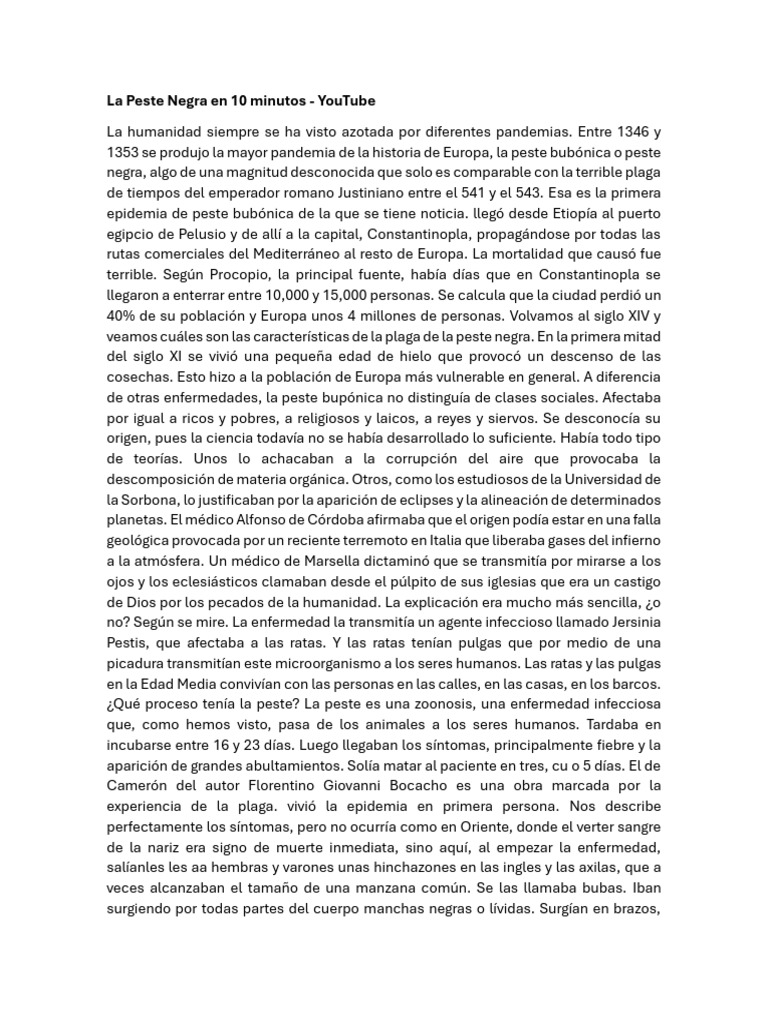 La Peste Negra en 10 Minutos | PDF | Influenza | Pandemia