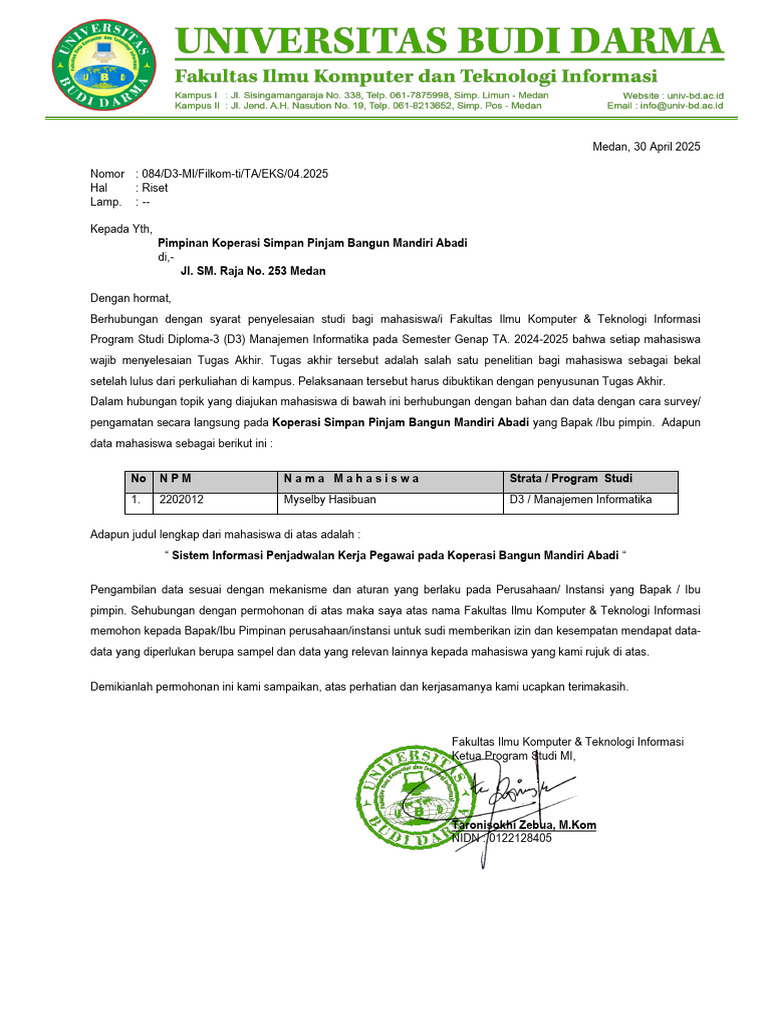 Surat Izin Riset | PDF