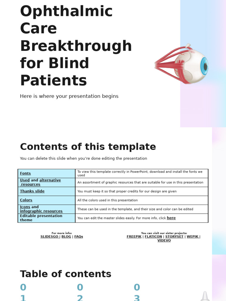 Ophthalmic Care Breakthrough For Blind Patients by Slidesgo | PDF ...