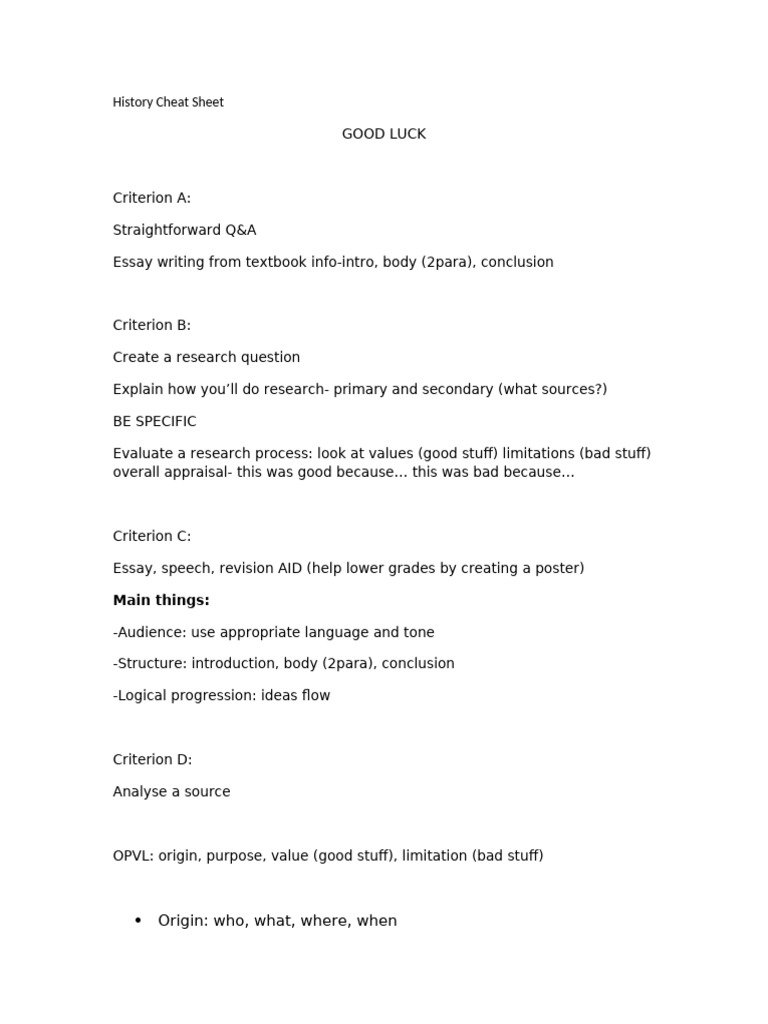 History Cheat Sheet | PDF
