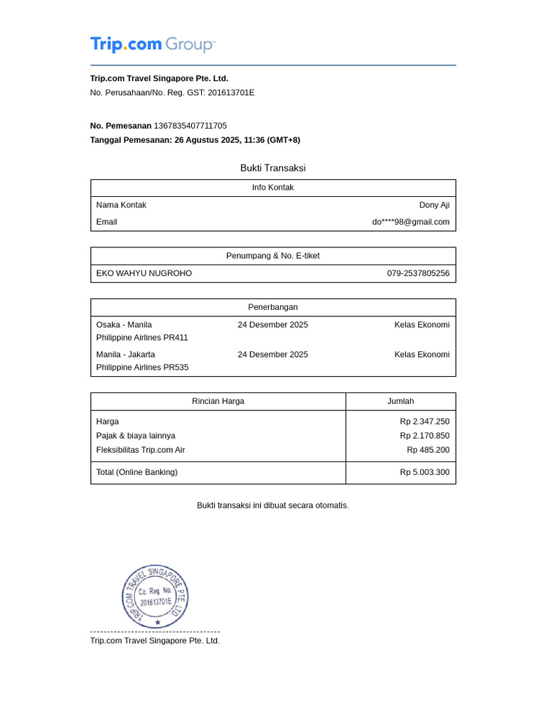 E Receipt | PDF | Airlines | Economies