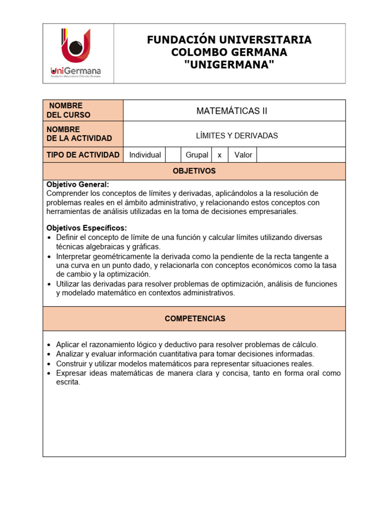 Actividad 2 Limites y Derivadas Terminada | PDF | Derivado | Matemáticas