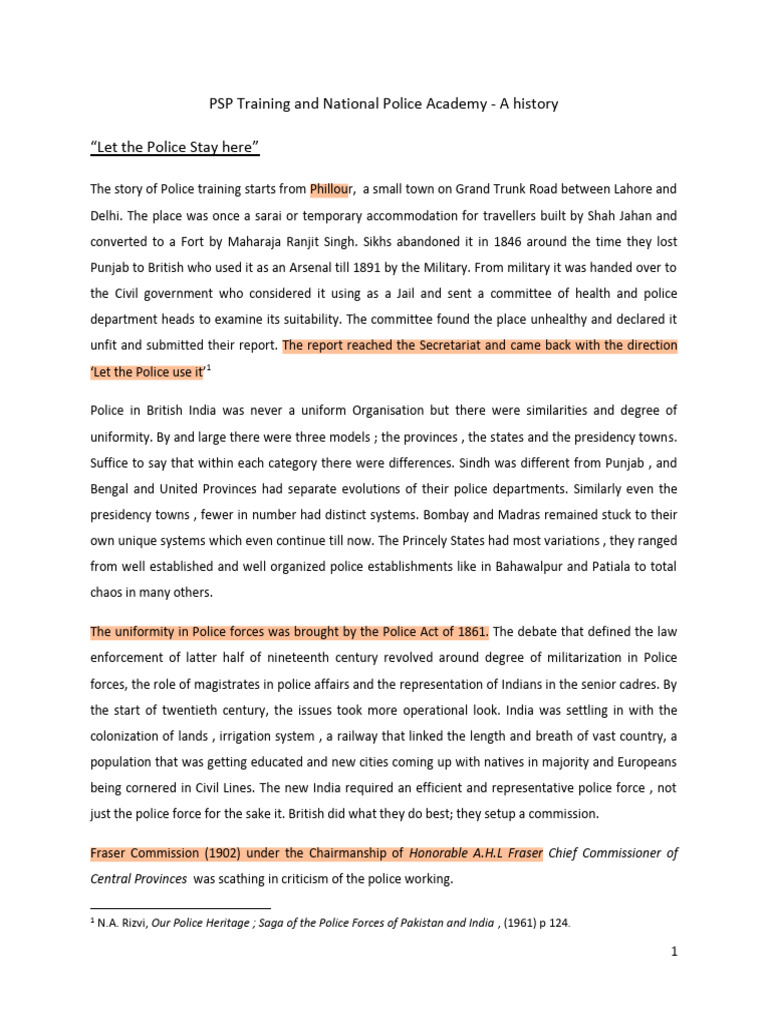 History of Police Training in India | PDF | Inspector | Police