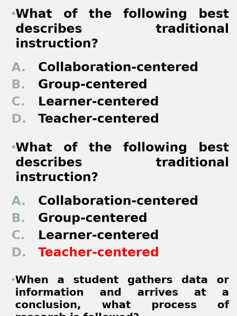 Traditional Instruction and Learning Concepts | PDF | Cognition ...
