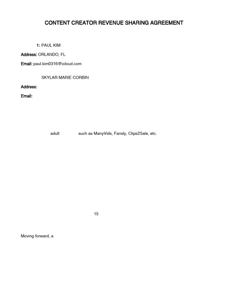 Content Creator Revenue Sharing Agreement | PDF