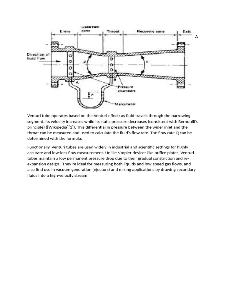 A Venturi tube operates based on the Venturi effect | PDF | Flow ...
