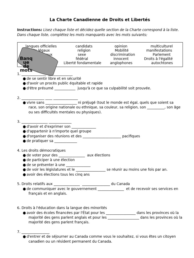 Les Sections Du Charte | PDF | Canada | Langue française