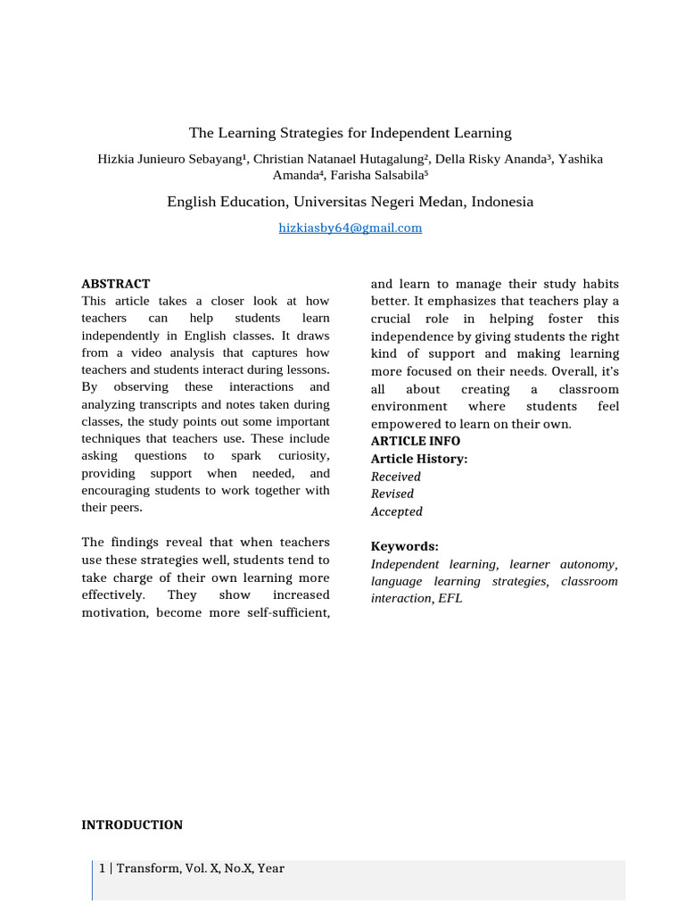 Strategies for Promoting Independent Learning | PDF | Learning | Cognition