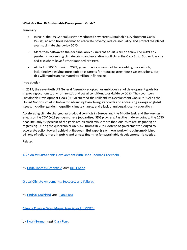 Understanding UN Sustainable Development Goals | PDF | Sustainability ...