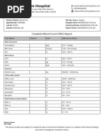 CBC Report Sample for Blood Analysis | PDF | White Blood Cell | Body Fluids