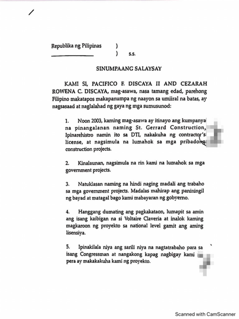 Sworn Statement Discaya Couple | PDF