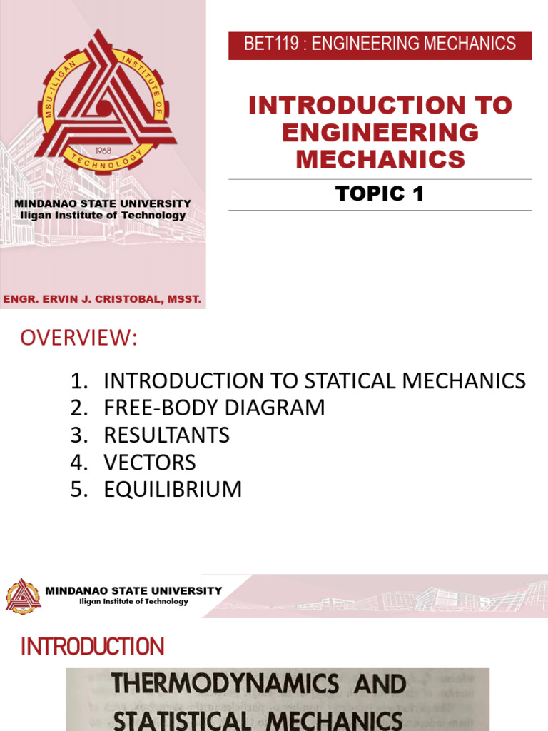 Topic 1 Introduction To Engineering Mechanics | PDF | Force | Euclidean Vector