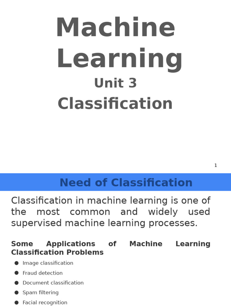 ML-Unit 3 Classification | PDF | Applied Mathematics | Machine Learning