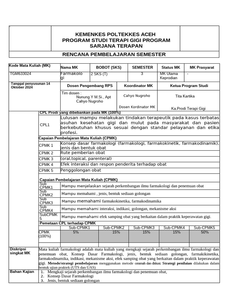 Rps 2025 JKG d4 Tk2 Farmakologi | PDF